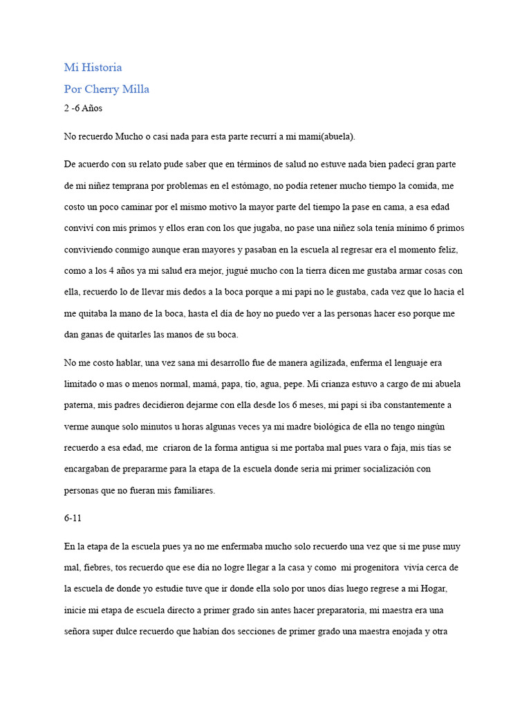 Mi historia de vida: salud y amistad | PDF | Artes del Lenguaje y ...