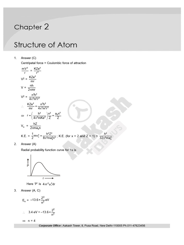 C Sol Ch-02 Structure of Atom | PDF | Atomic Orbital | Electron ...