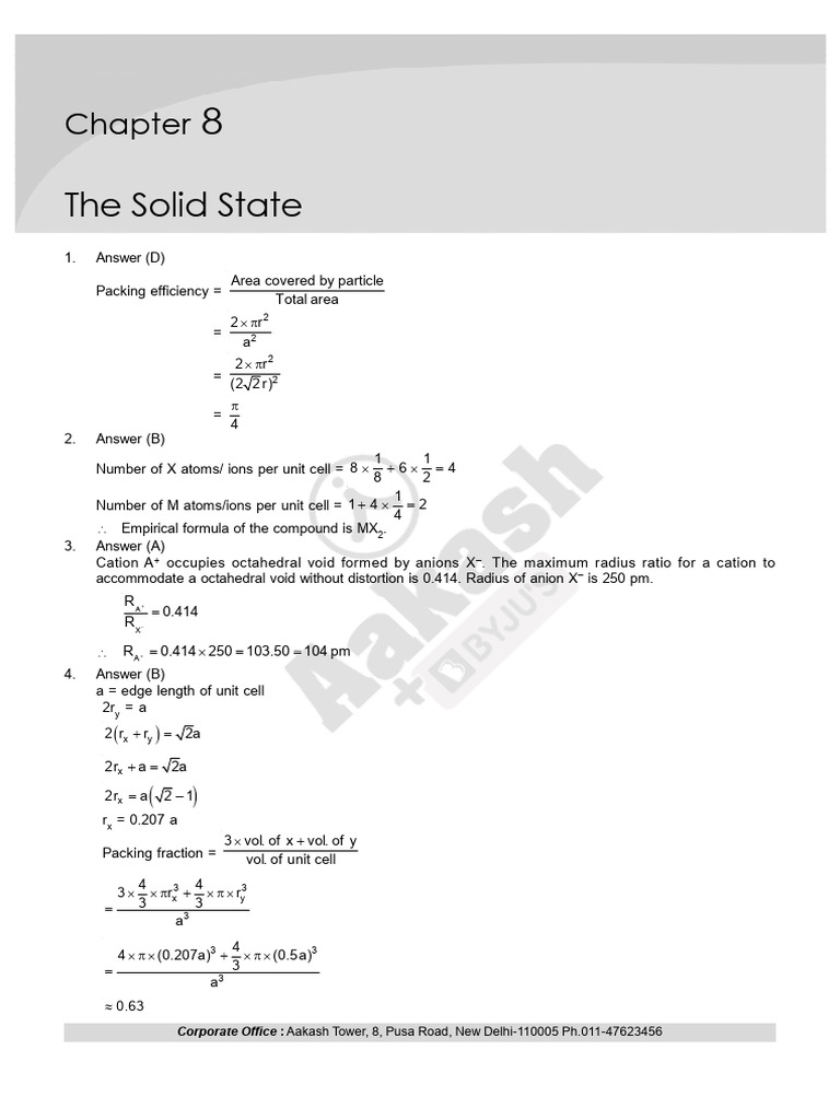 C Sol Ch-08 The Solid State | PDF | Crystal Structure | Ion