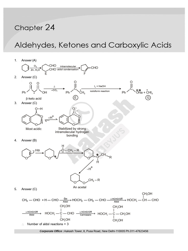 C_Sol_Ch-24_Aldehydes, Ketones and Carboxylic Acids | PDF | Carboxylic Acid | Acid
