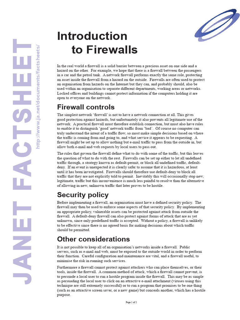 firewalls | PDF | Computer Security | Security