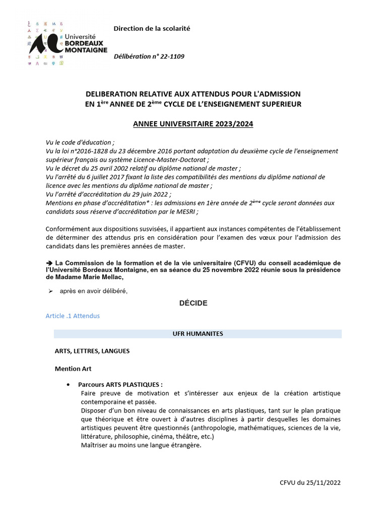 Attendus Master1 | PDF | Science | Développement durable