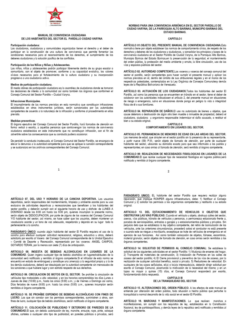 Manual de Convivencia Sector El Pardillo PDF | Descargar gratis PDF | Residuos | Participación ...