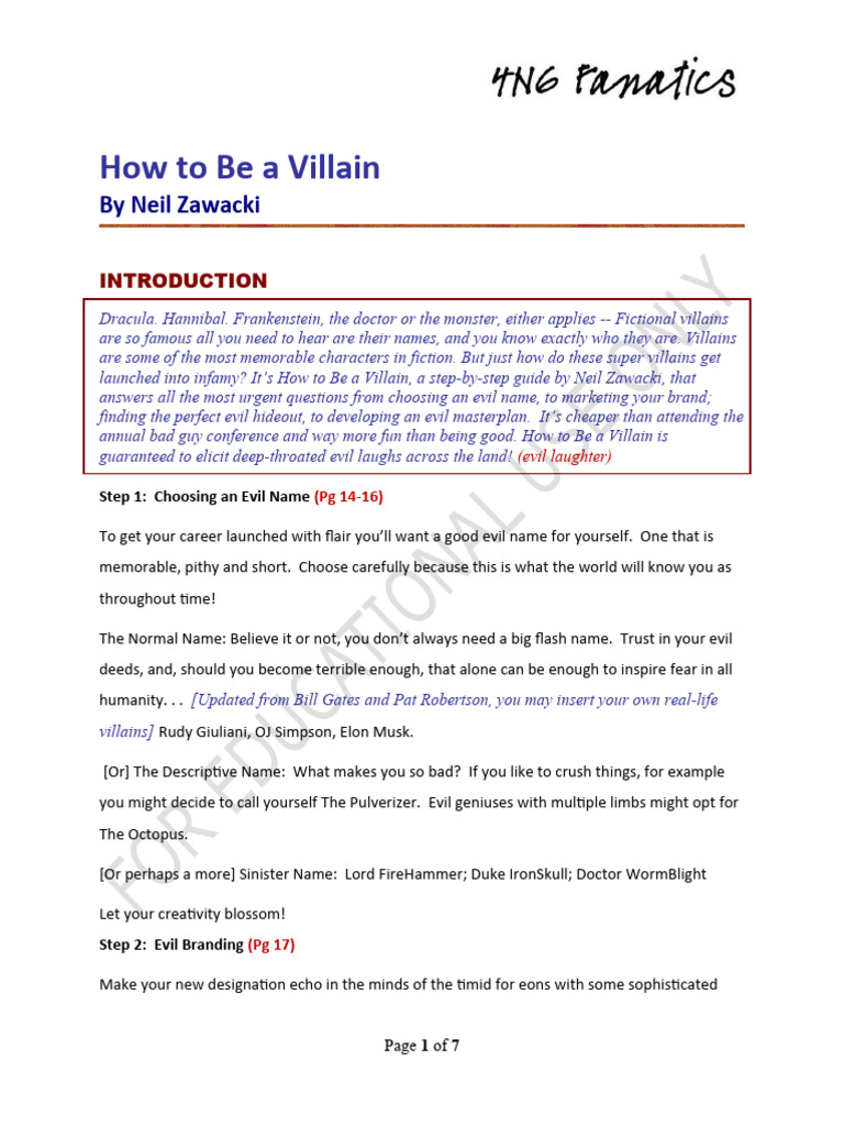 How To Be A Villain | PDF