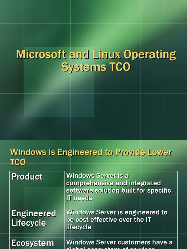 Microsoft and Linux Operating Systems TCO | PDF | Microsoft Windows ...
