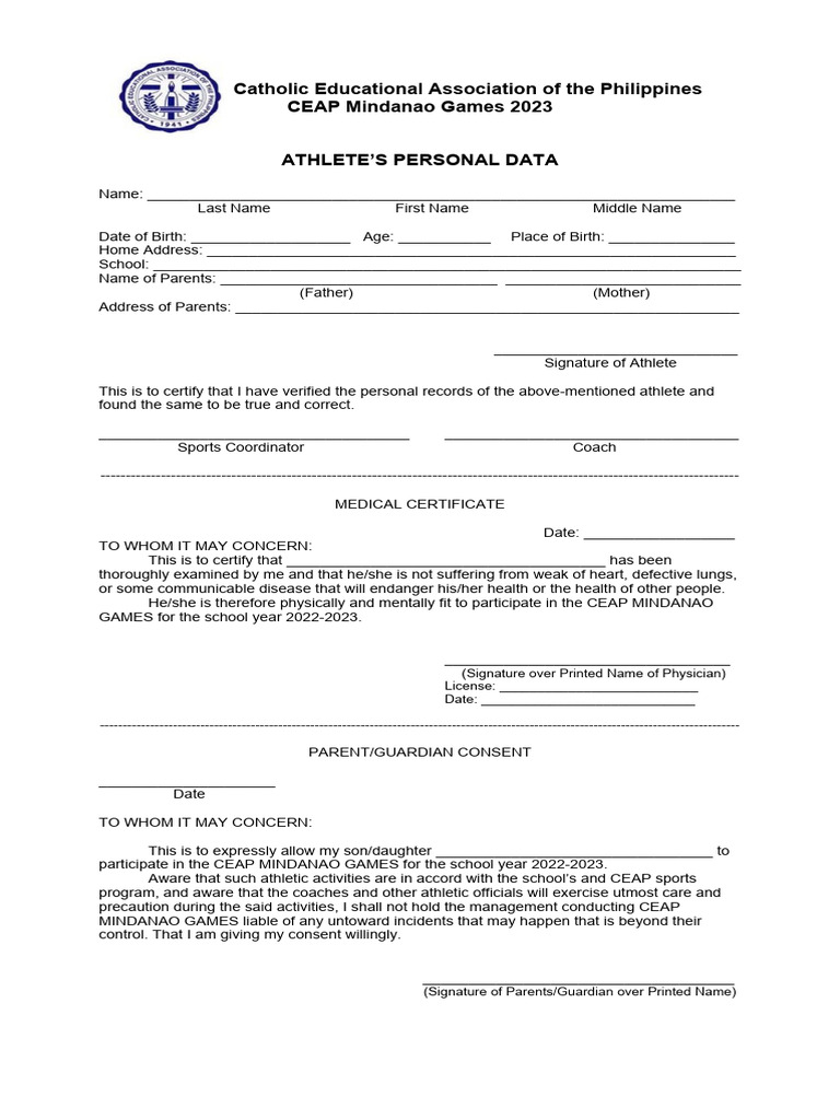 3 N 1 CEAP Form | PDF | Clinical Medicine | Medical Specialties