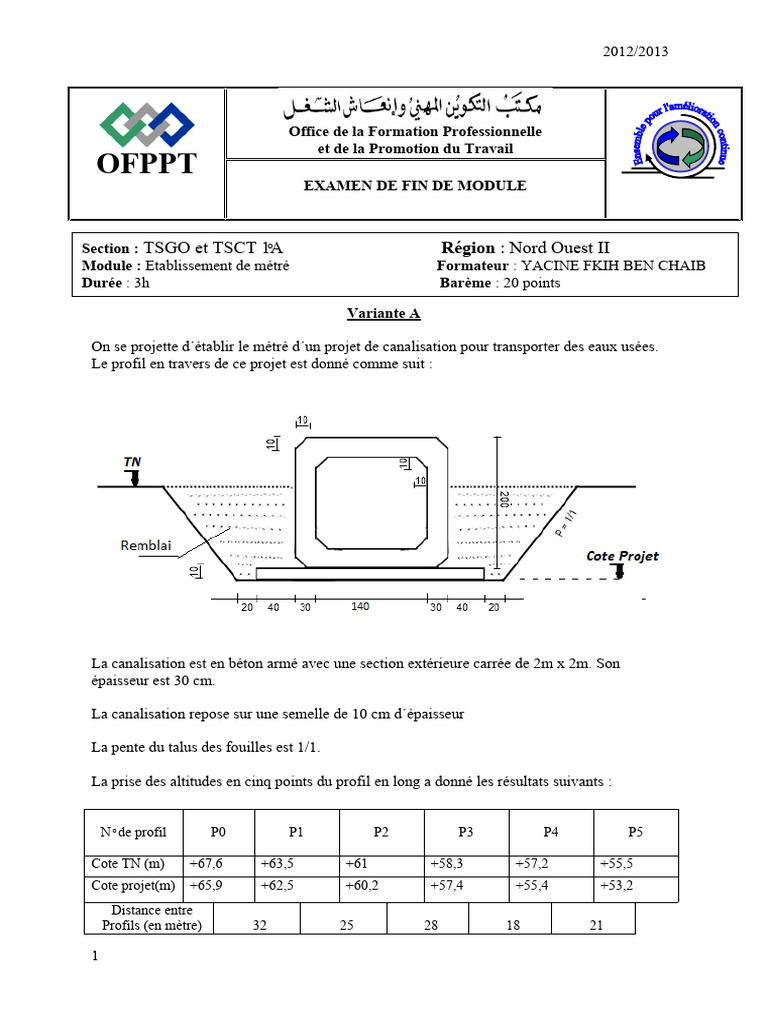 Efm Metre Tsgo+Tsct 2013 | PDF | Béton | Génie du bâtiment