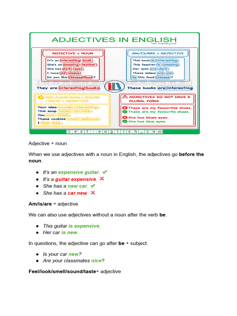 Adjectives Elementary PDF | PDF | Adjective | Noun