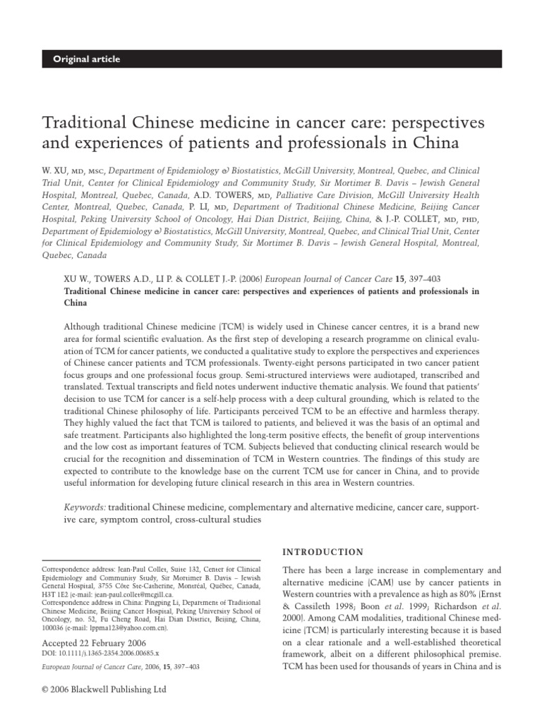 European J Cancer Care - 2006 - XU - Traditional Chinese Medicine in ...