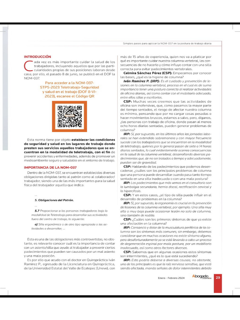 Simples Pasos para Aplicar La NOM-037 en La Postura de Trabajo Diaria | PDF