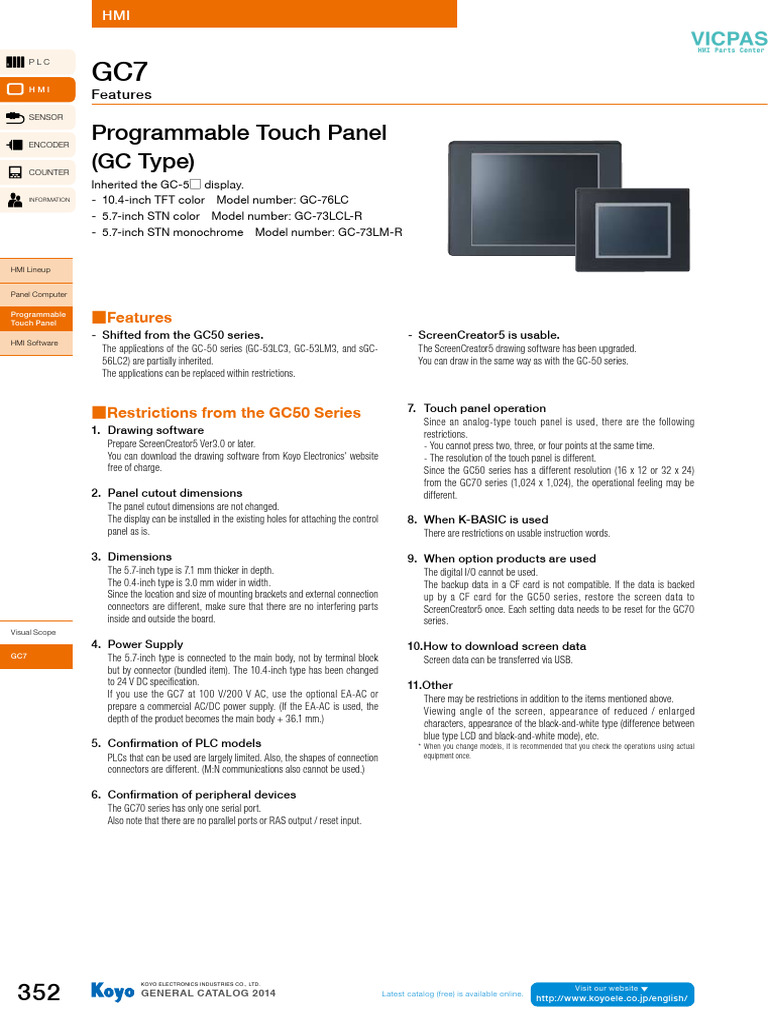 Programmable Touch Panel (GC Type) : Features | PDF | Programmable ...