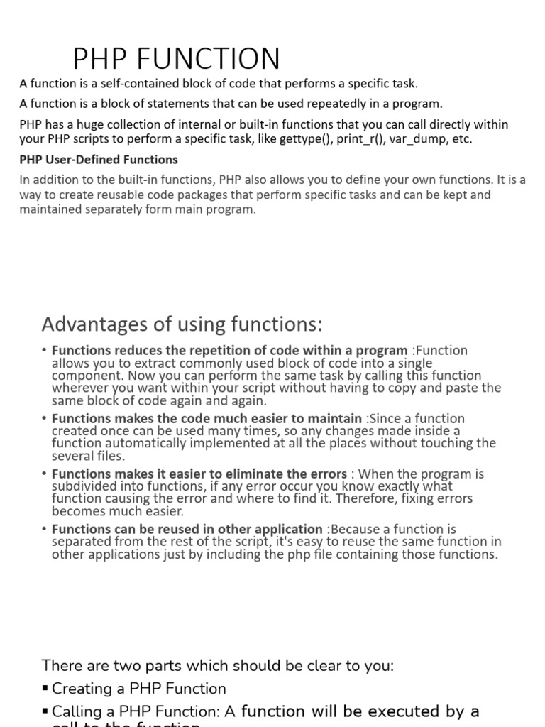 PHP Functions | PDF | Parameter (Computer Programming) | Web Server