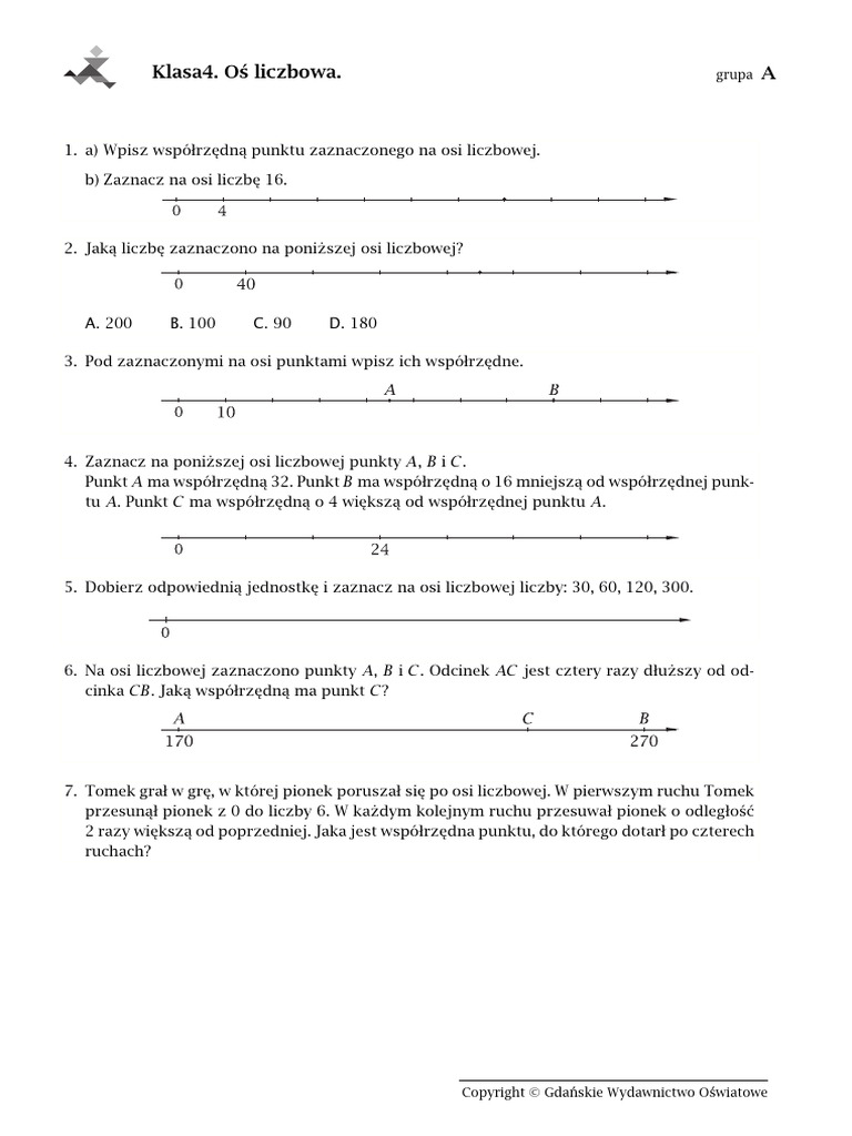 11 Oś Liczbowa Klasa 4 Kartkówka | PDF