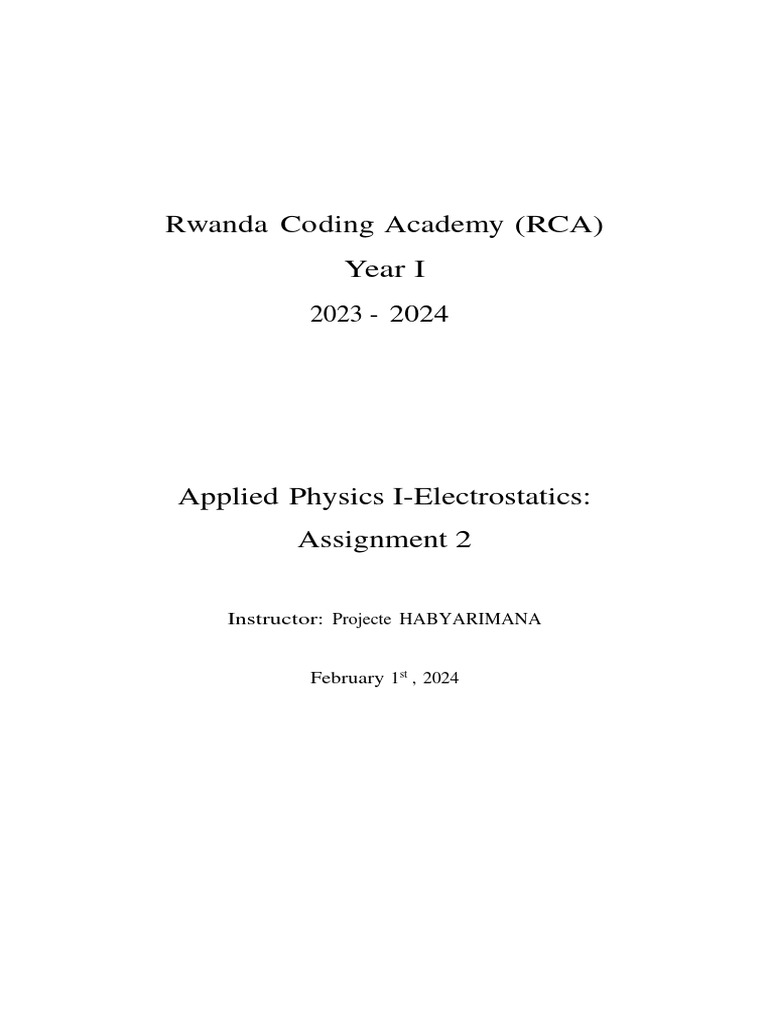 Assignment 2-Electrostatics | PDF