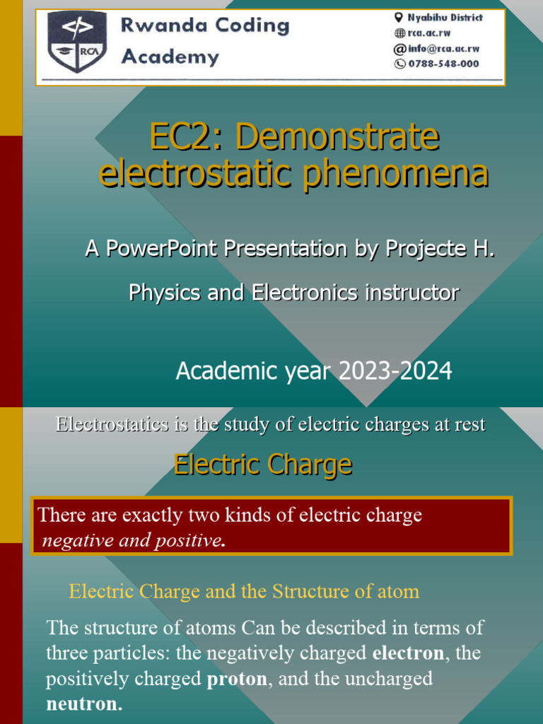 Demonstrate Electrostatic Phenomena Ppt | PDF | Electric Charge | Atoms