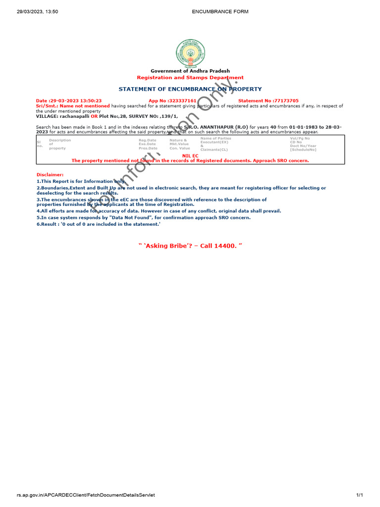 Encumbrance Form 28 | PDF | Property Law