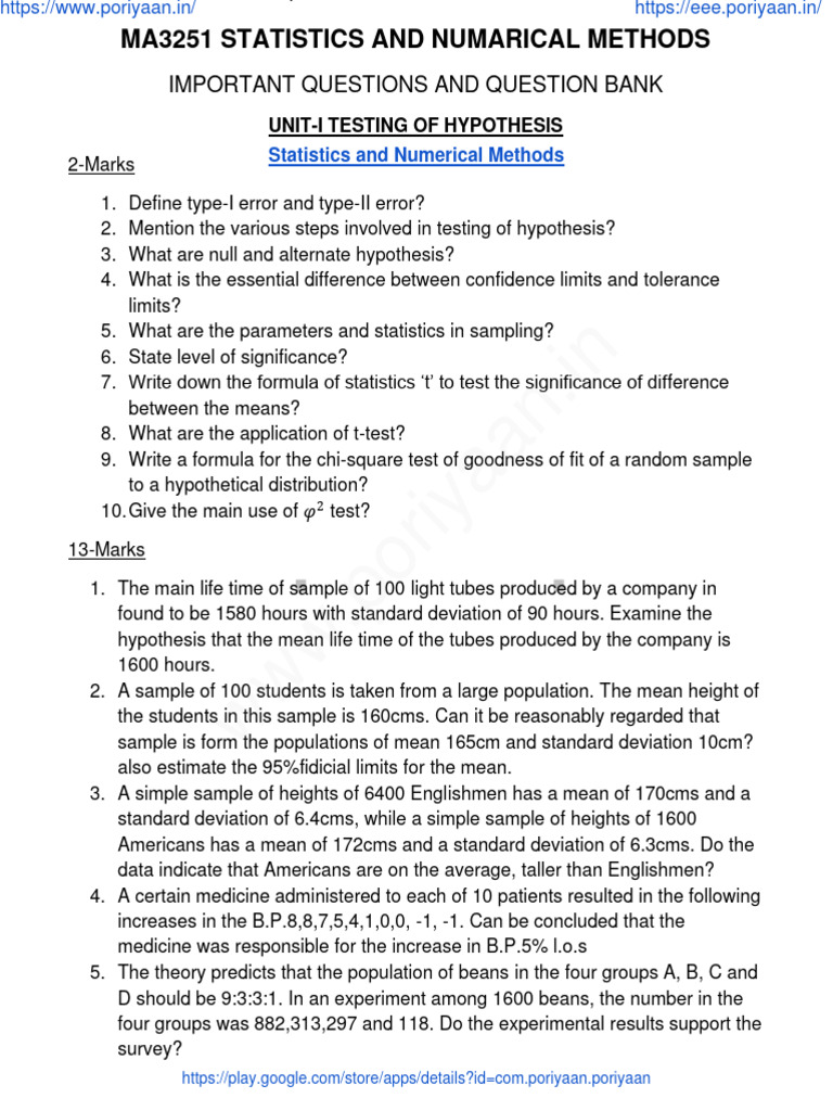 Statistics and Numerical Methods Notes pdf | PDF | Statistics ...