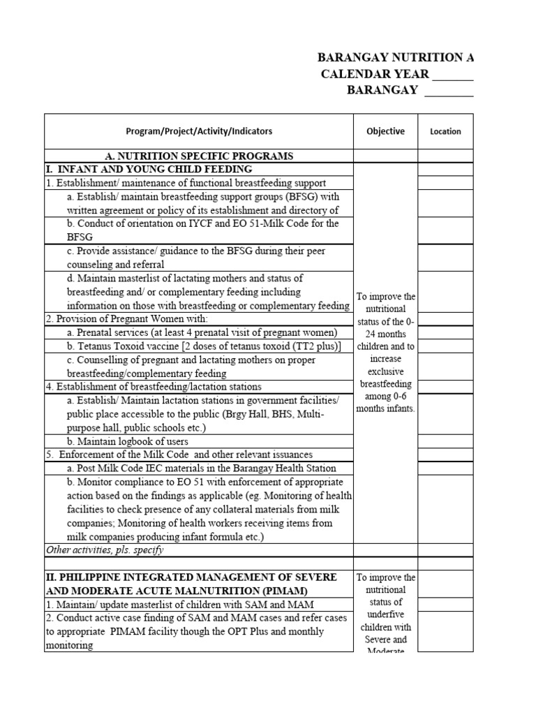 Bnap Forms | PDF | Malnutrition | Sanitation