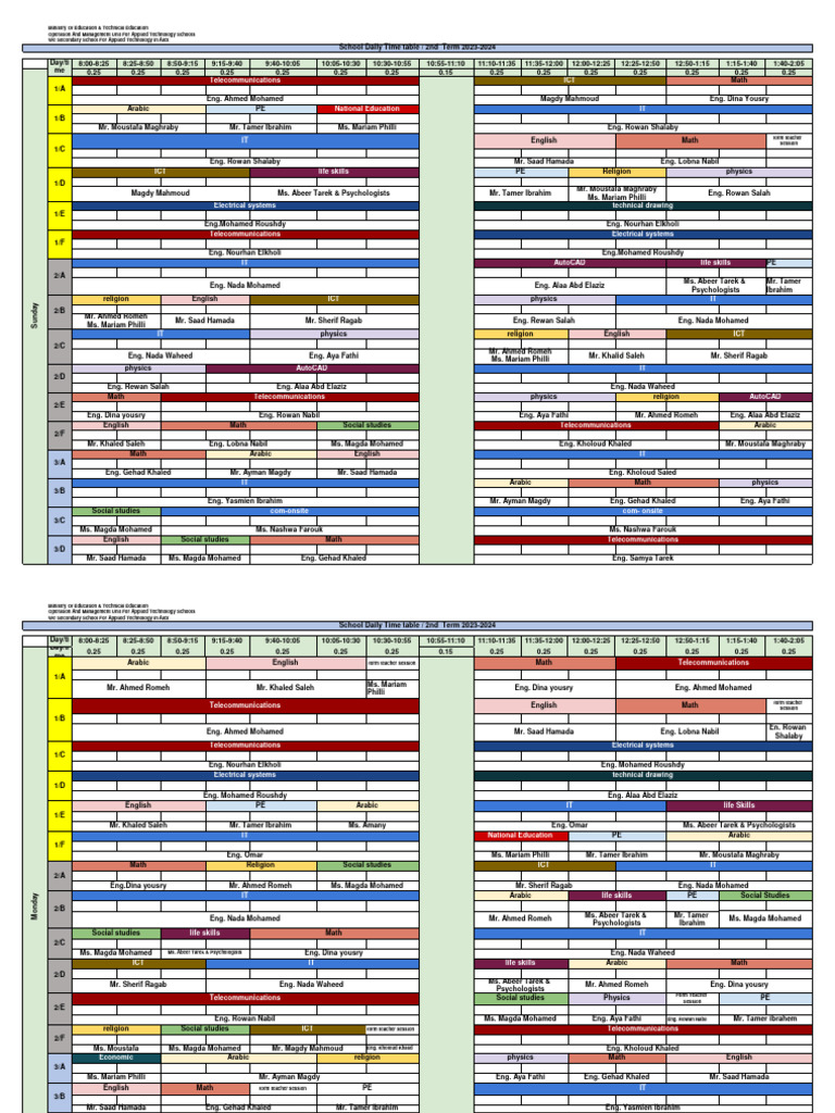 2nd Term Daily School Time Table-21-3-2024 | PDF