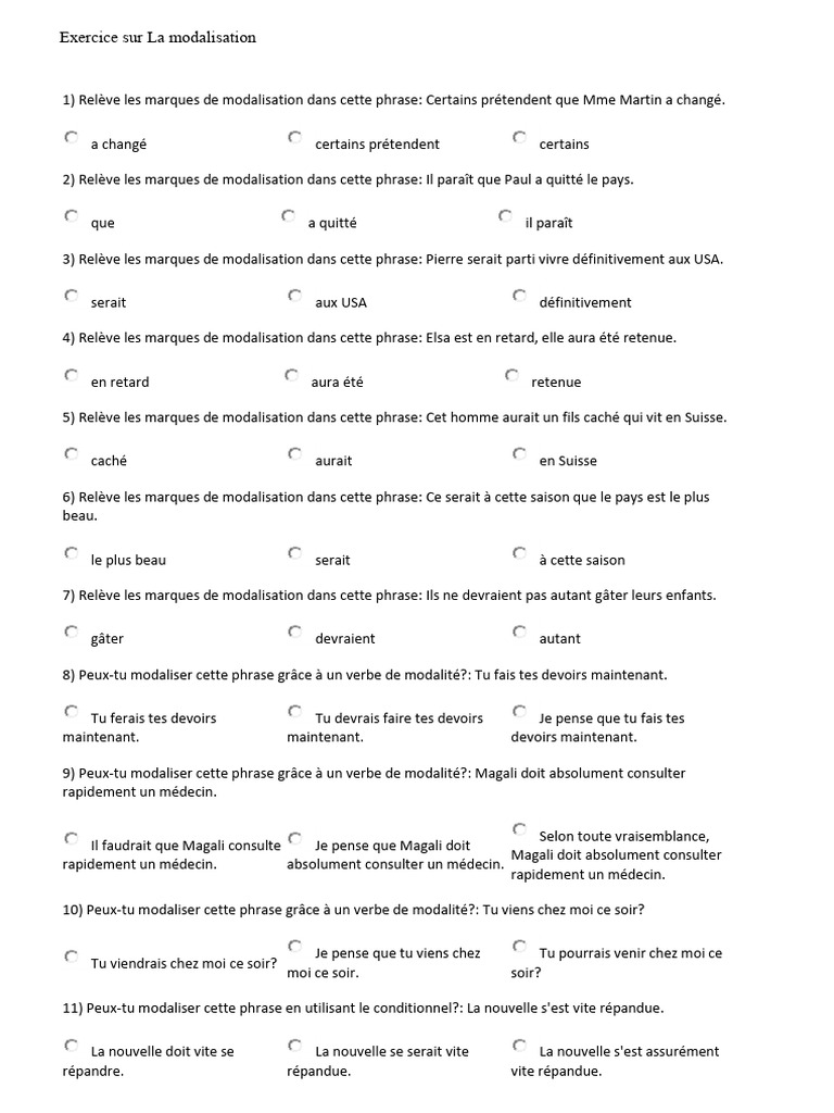 Modalisation Exercice Mars 2024 | PDF
