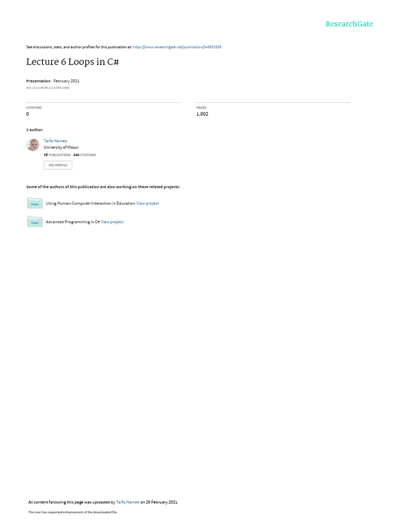 C# Loops: For, While, Do-While Explained | PDF | Computers