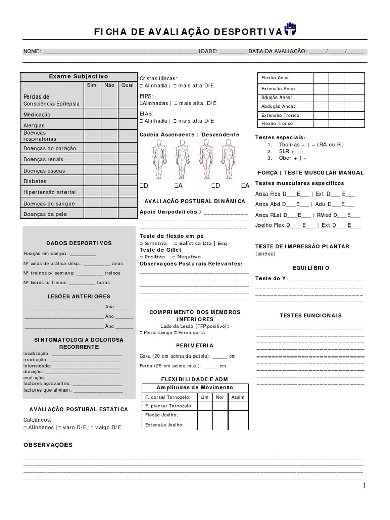 Ficha de Avaliação Inicial | PDF