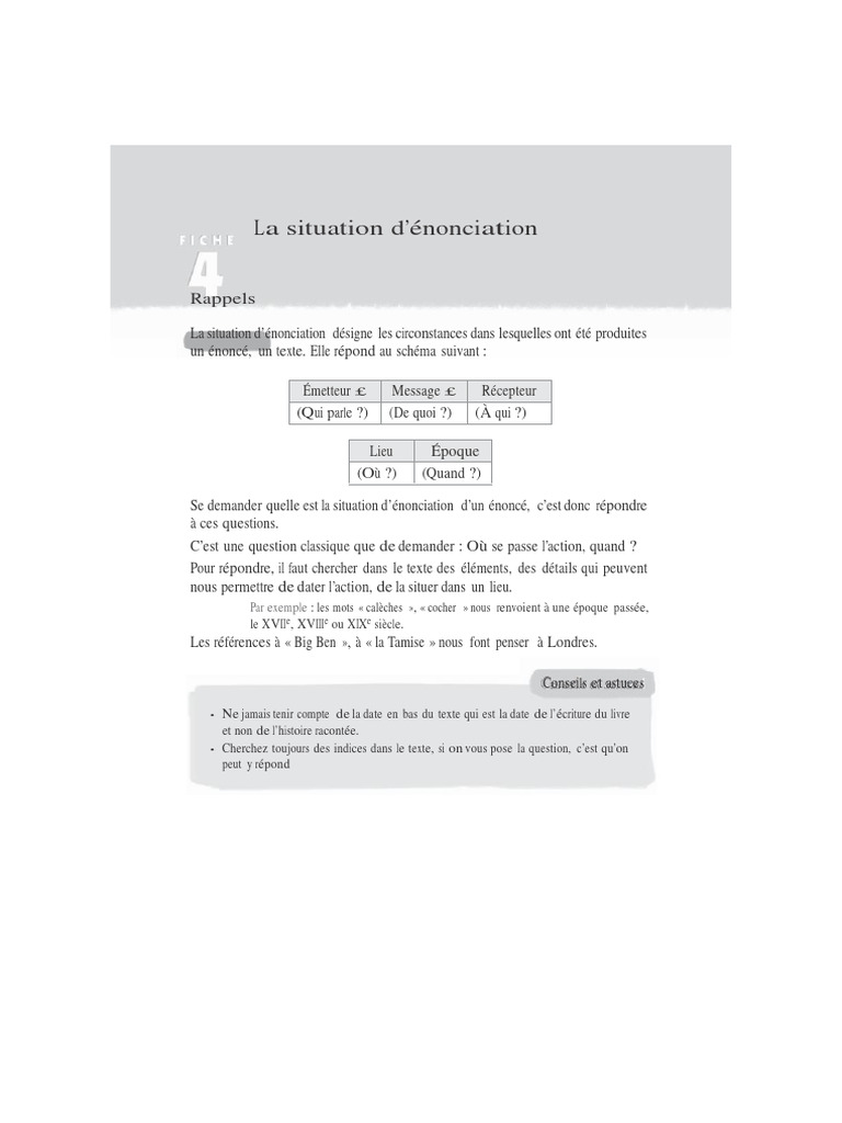 La Situation D'énonciation (Cours) PDF | PDF