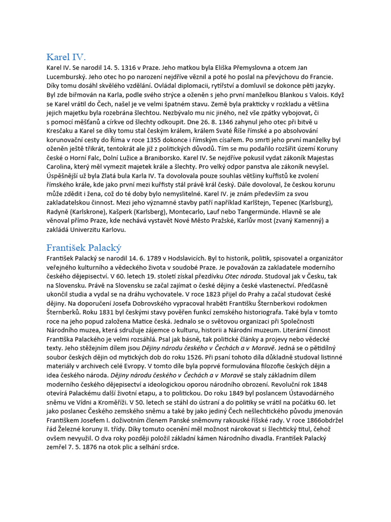 Studijní Text Karel IV. TGMdocx 1 | PDF