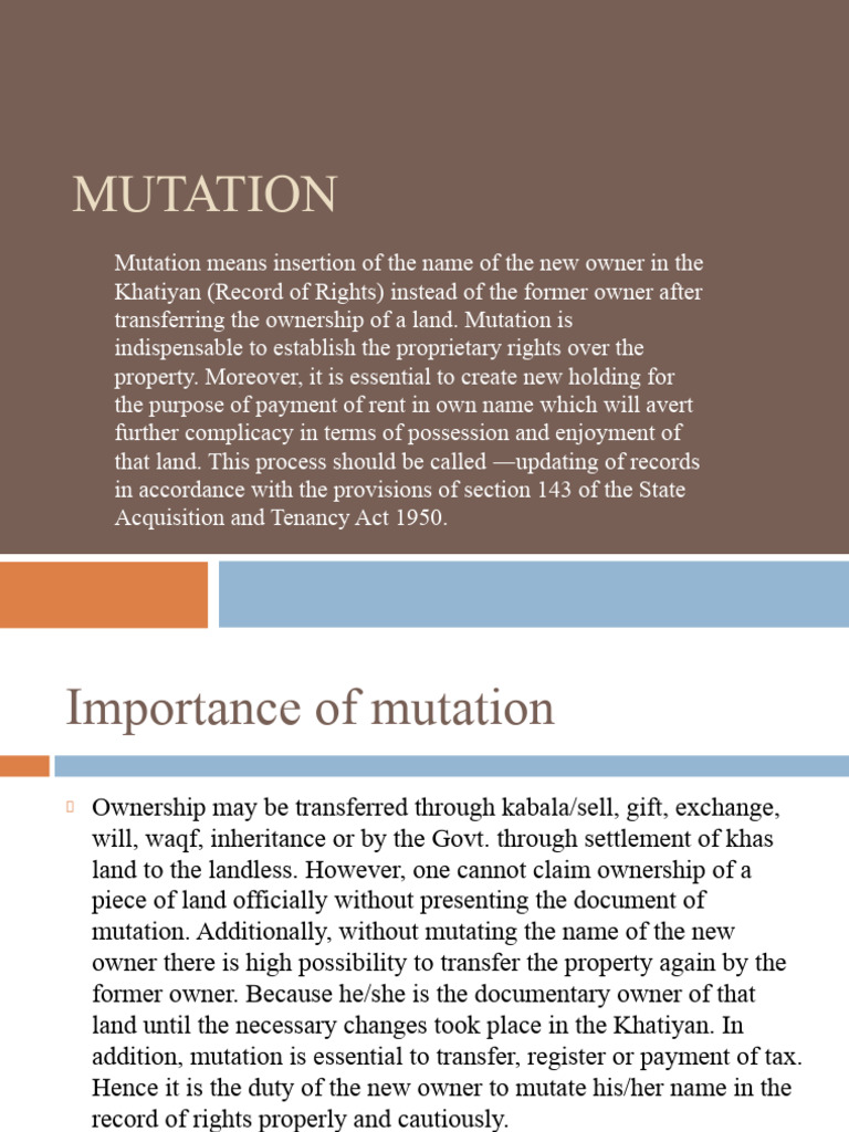 Mutation Land Law | Download Free PDF | Deed | Ownership