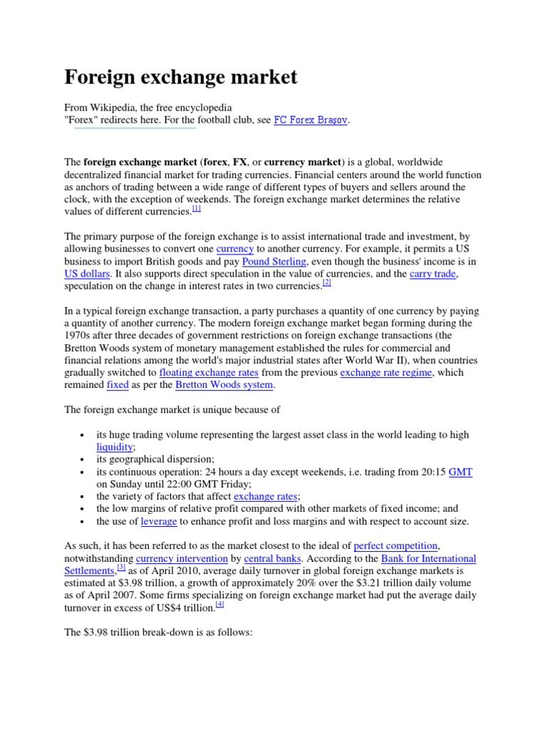 The Global Foreign Exchange Market: An Overview of Market Participants ...
