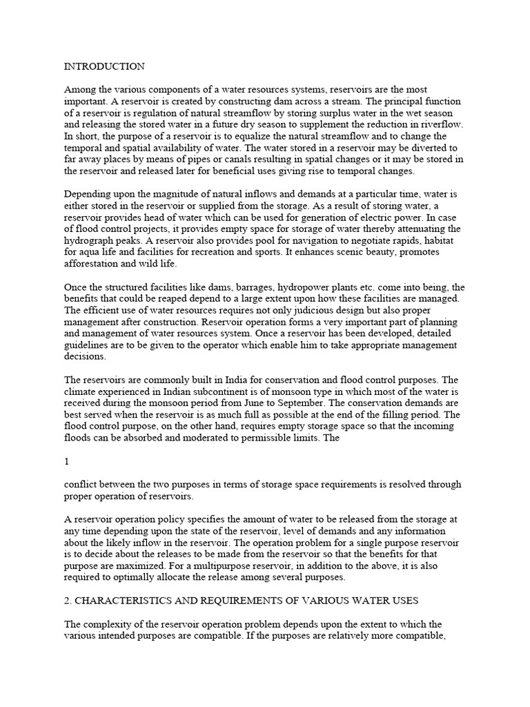 Reservoir Operations | PDF