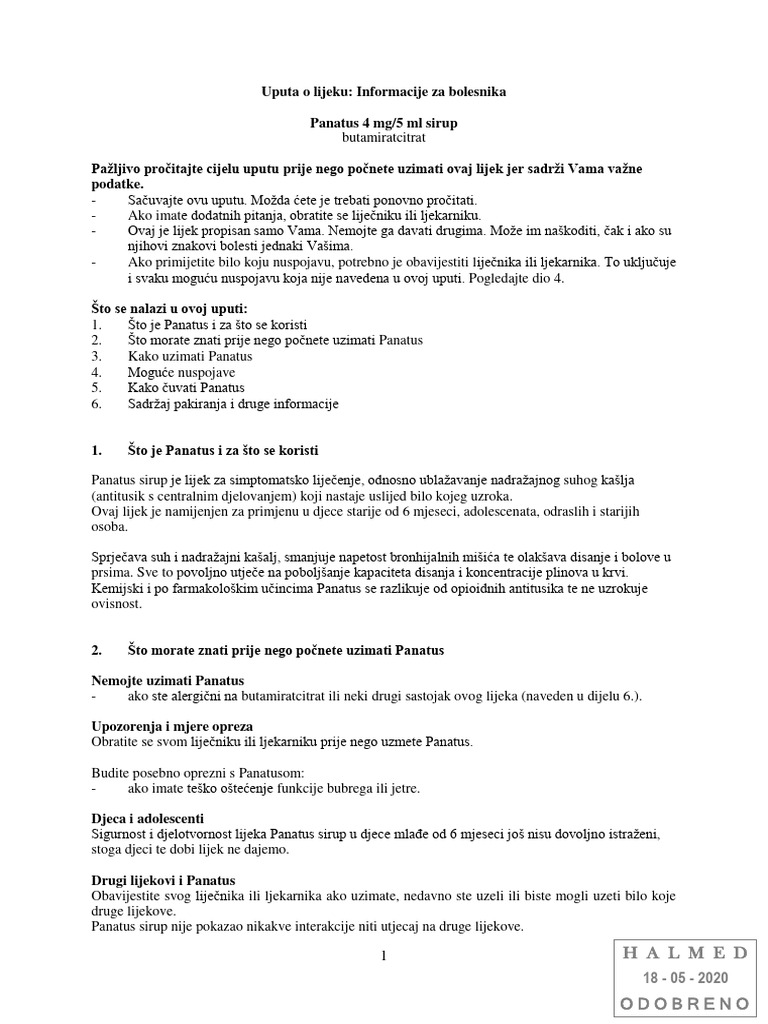 Panatus 4 Mg 5 Ml Sirup PIL (1) | PDF