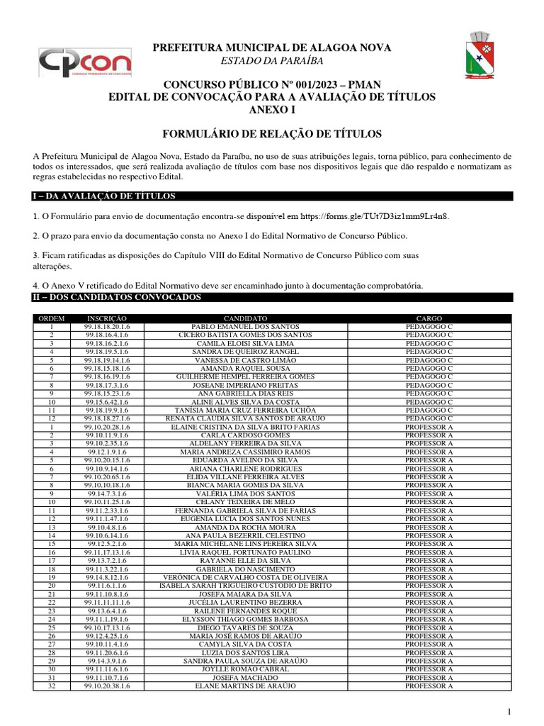 Edital Titulos Alagoa Nova-2 | PDF