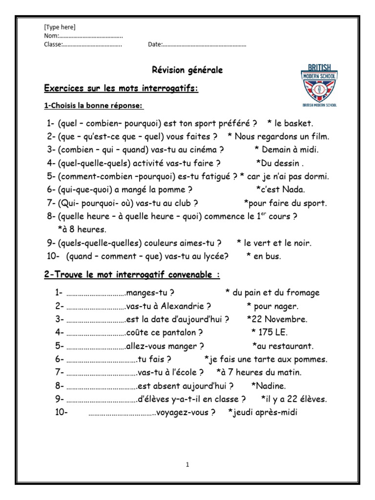 Revision Y8 1er Semestre | PDF