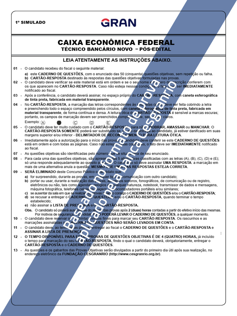 1º Simulado CEF | PDF