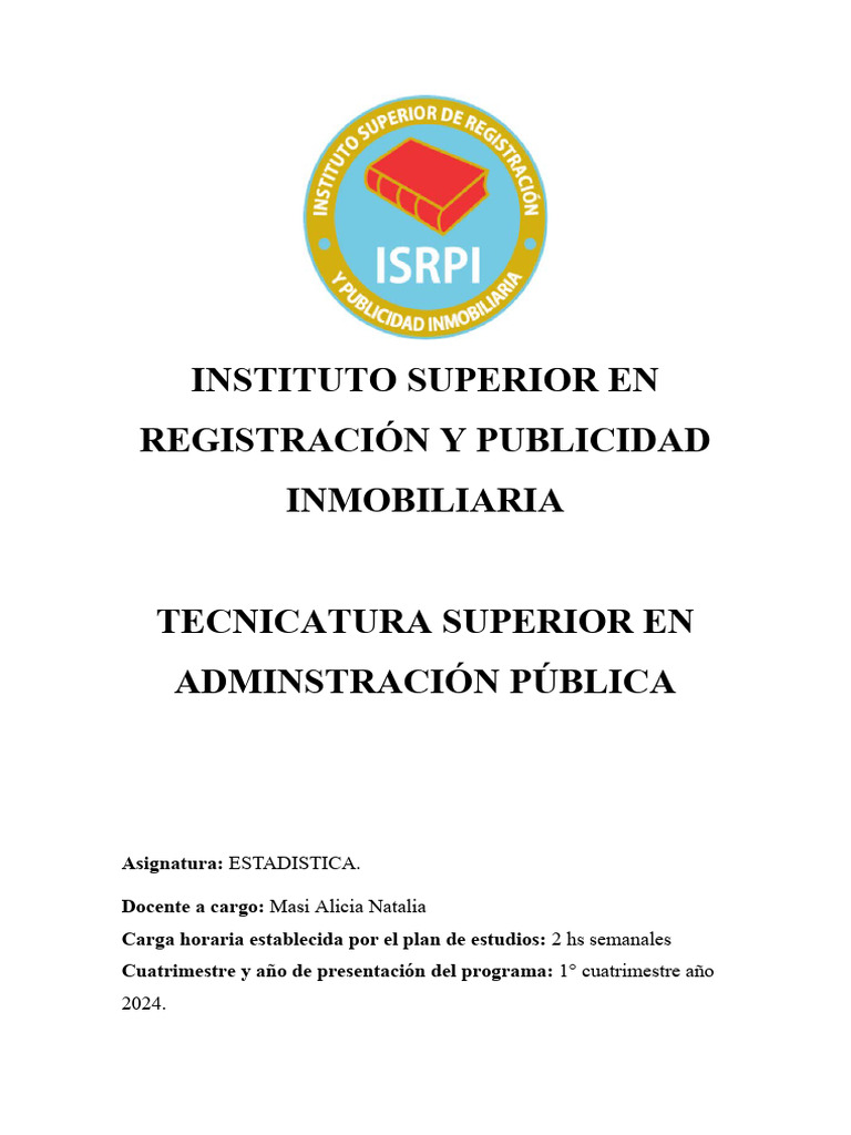 Progrma de Estadistica Isrp 2024 Modificado (1) (Autoguardado) | PDF ...