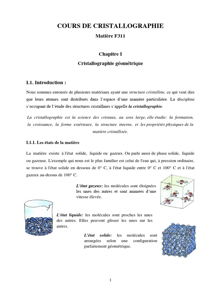 COURS DE CRISTALLOGRAPHIE | PDF