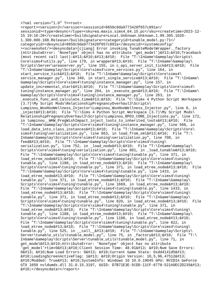 Sims 4 Desync Error Report Analysis | PDF | Graphics Processing Unit | Microsoft Windows