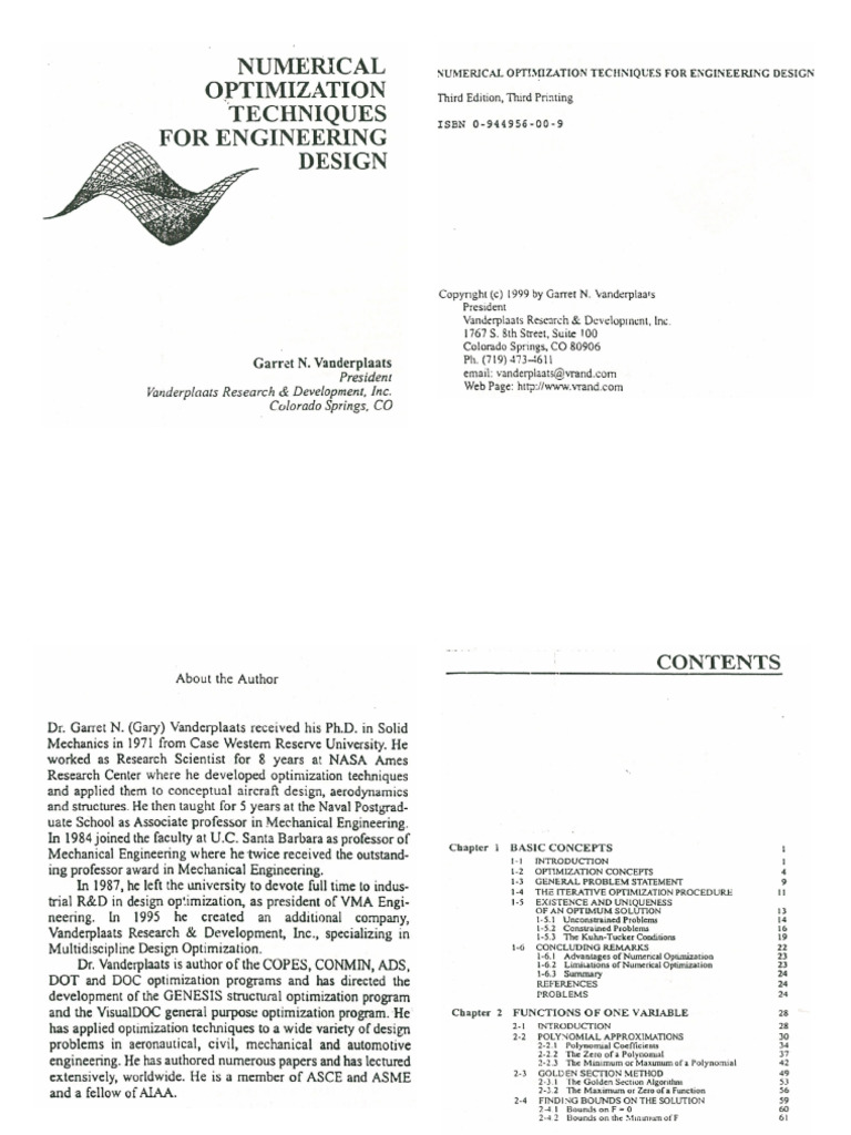 (Vanderplaats Research & Development, Inc) Garret N. Vanderplaats - Numerical Optimization ...