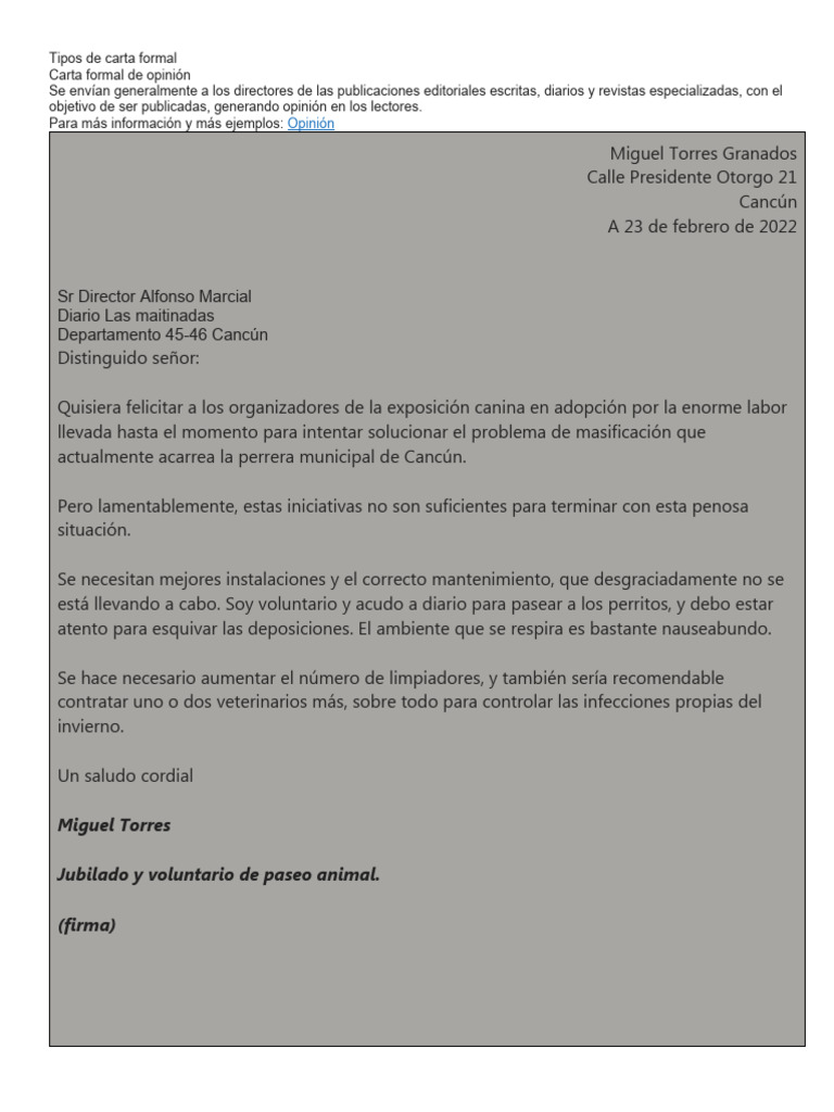 Ejemplos de cartas formales variadas | PDF