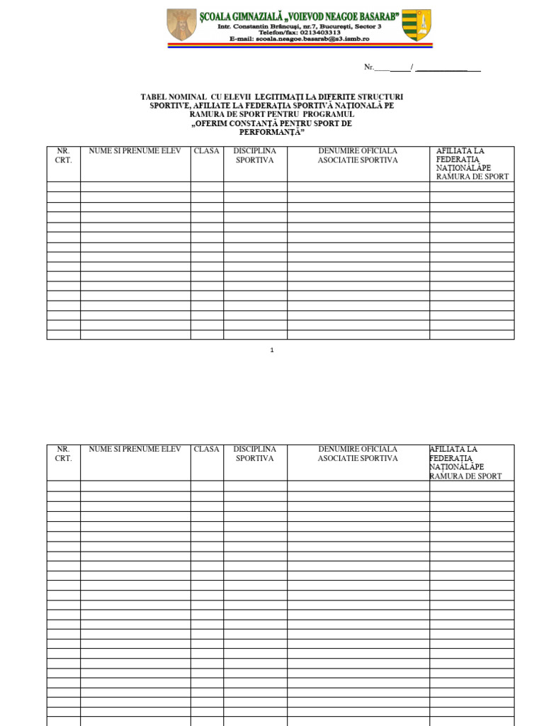 TABEL ELEVI _legitimati Sportiv-clasa | PDF