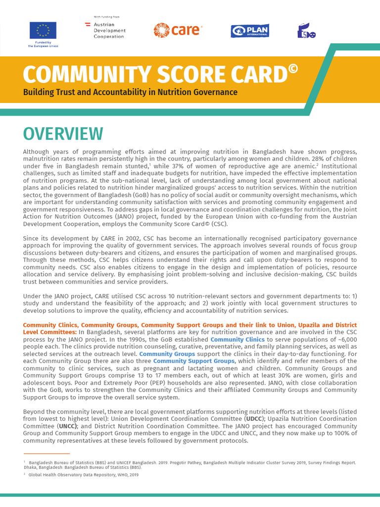 Community Score Card Care | Download Free PDF | Focus Group | Governance