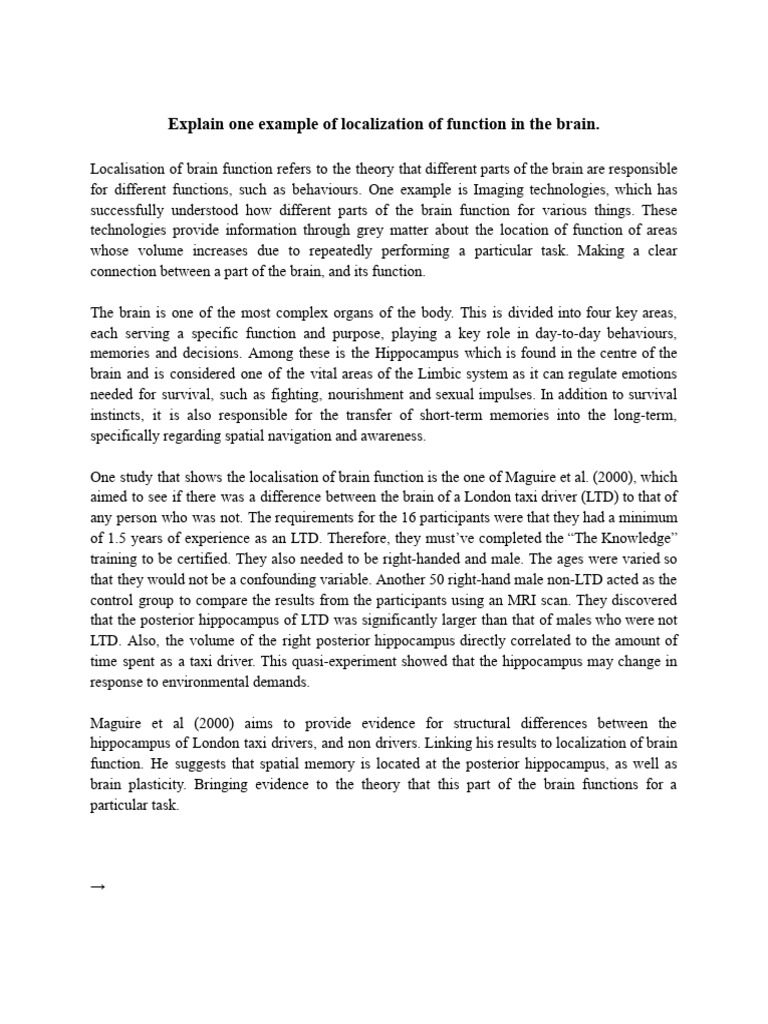 SAQ - Localization of Function in The Brain | PDF | Self-Improvement