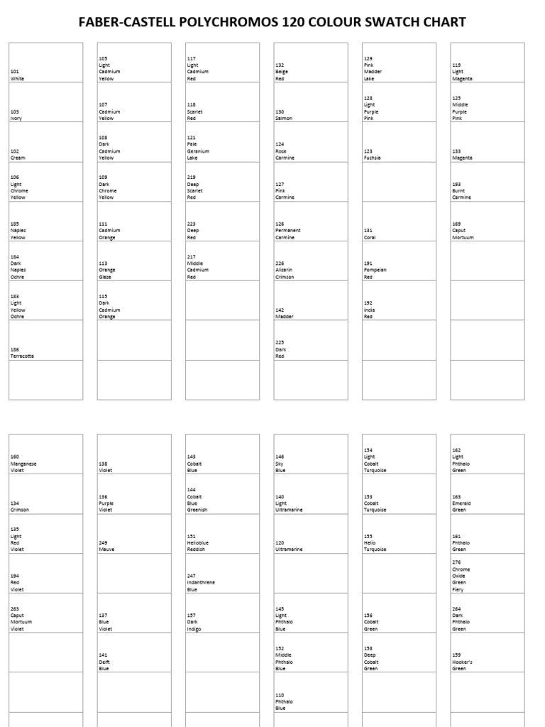 Faber-Castell Polychromos 120 Colour Swatch Chart - FINAL LJ | PDF ...