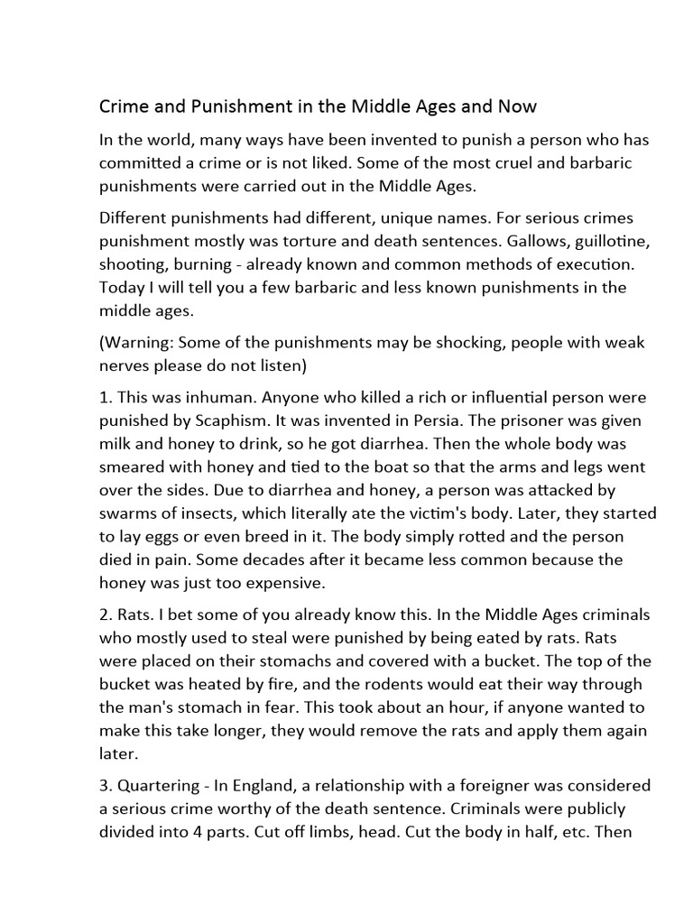 Crime and Punishment in The Middle Ages and Now | PDF | Punishments ...