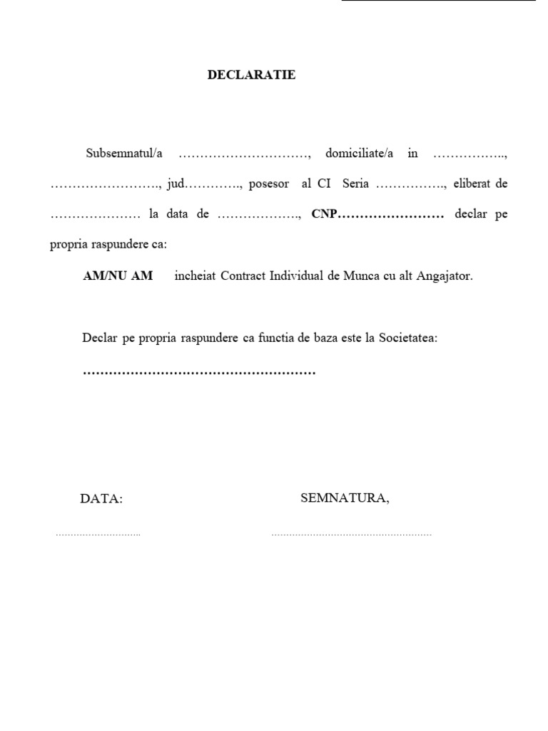 Model Declaratie Functia de Baza | PDF