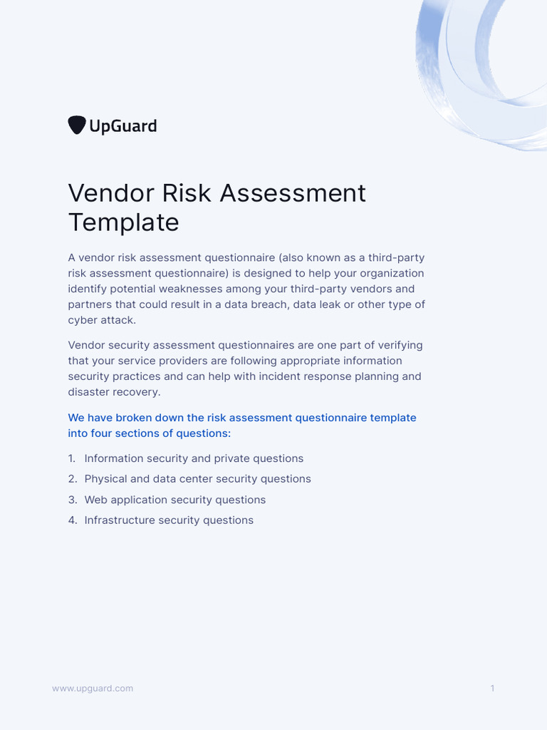 Checklist - Vendor Risk Assessment Template | PDF | Security | Computer ...