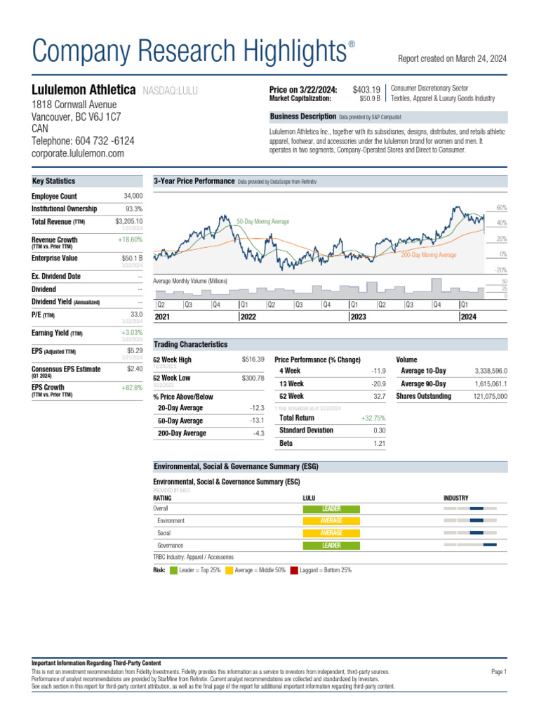 LULU Report | PDF | Investing | Financial Analyst