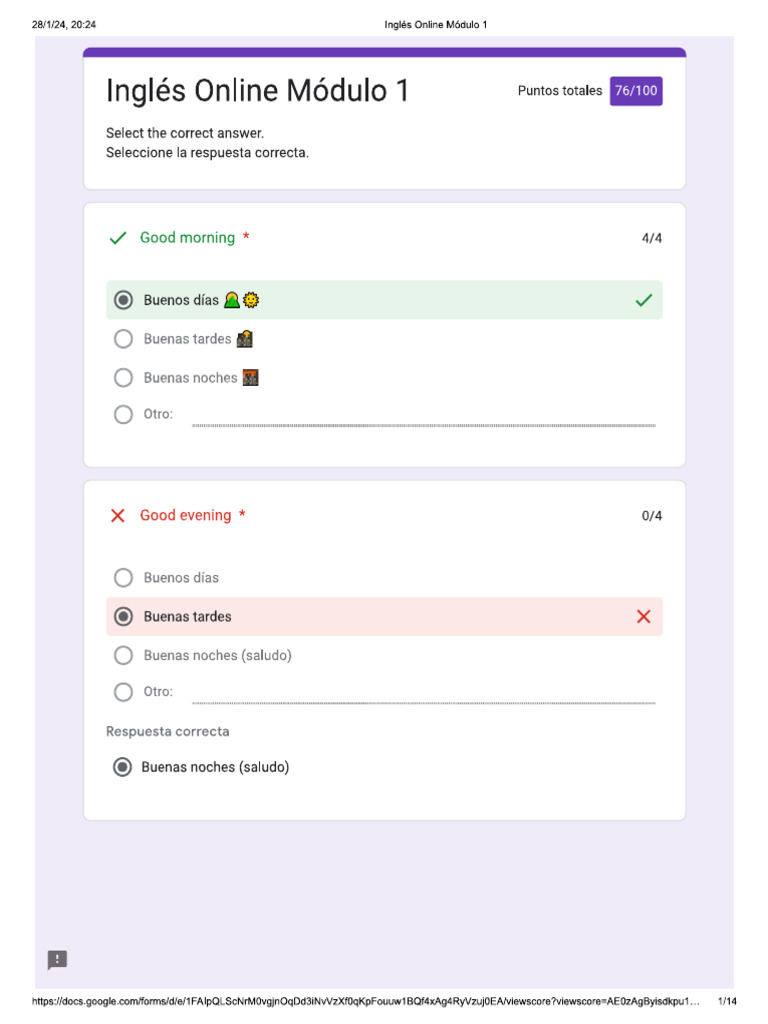 Test de Inglés | PDF