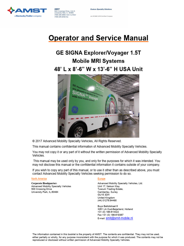 GE Signa Voyager 2 GMRVE 3000 D01 01 AMST OperatorService Manual OSM 48 ...